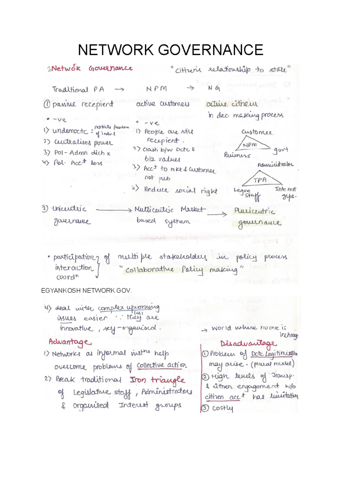 PPA Unit3 Network Governance-1 - Political science(hons) - NETWORK ...