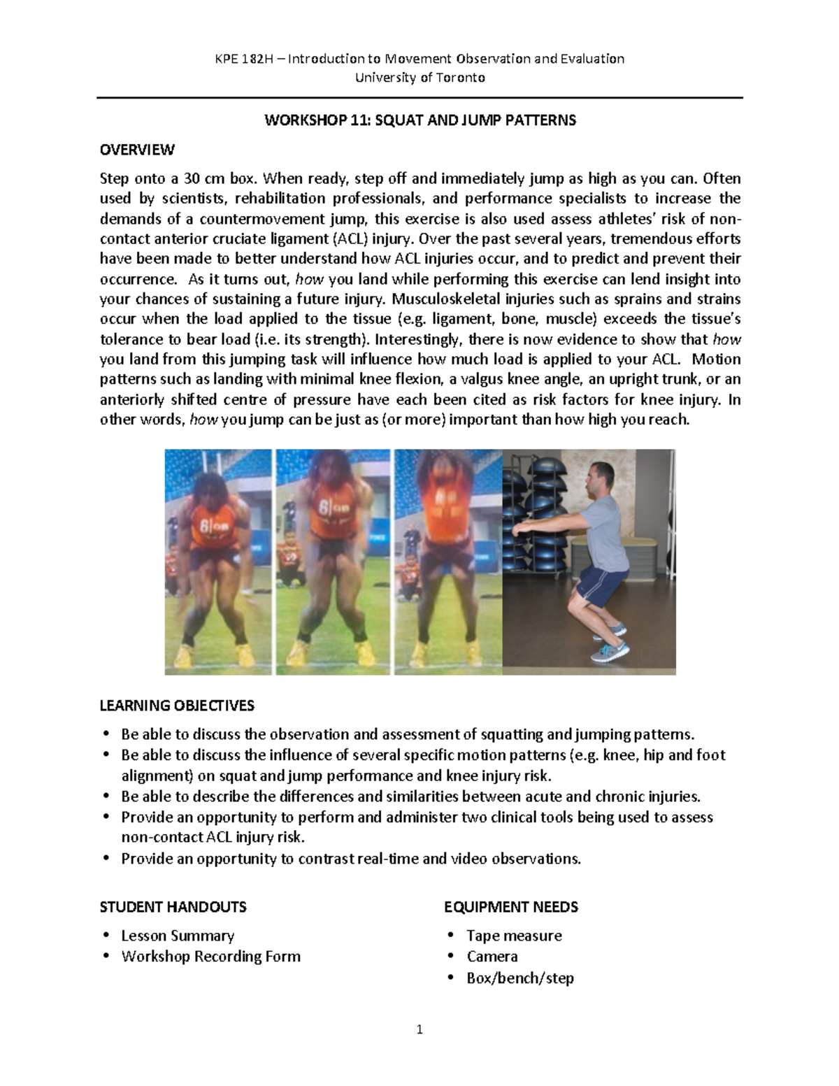 KPE 182H Lesson 11 Summary - KPE 182H – Introduction to Movement ...