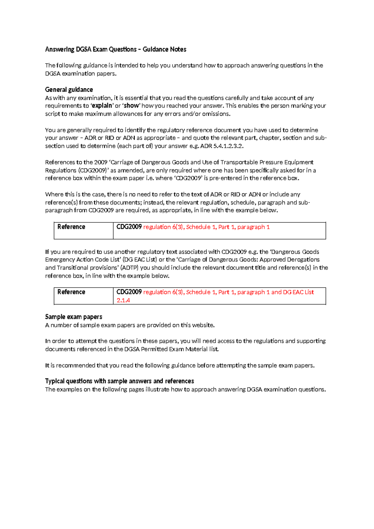 Guidance Notes - get it right first time - Answering DGSA Exam ...