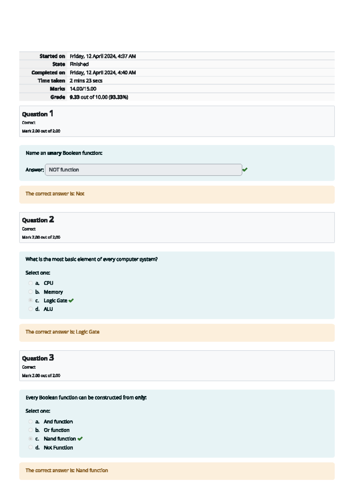 Self Quiz Unit 1 Attempt 2 - CS1104 - Studocu