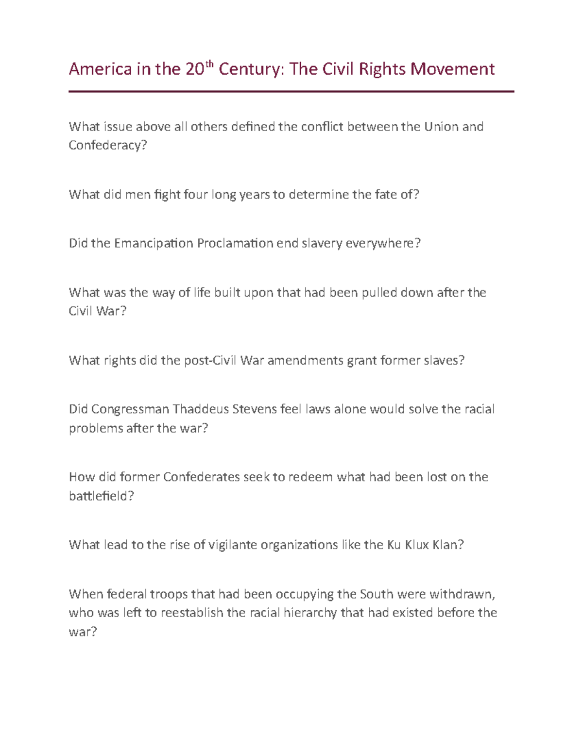 DC History America in the 20th Century Fill in the Blank Notes ...