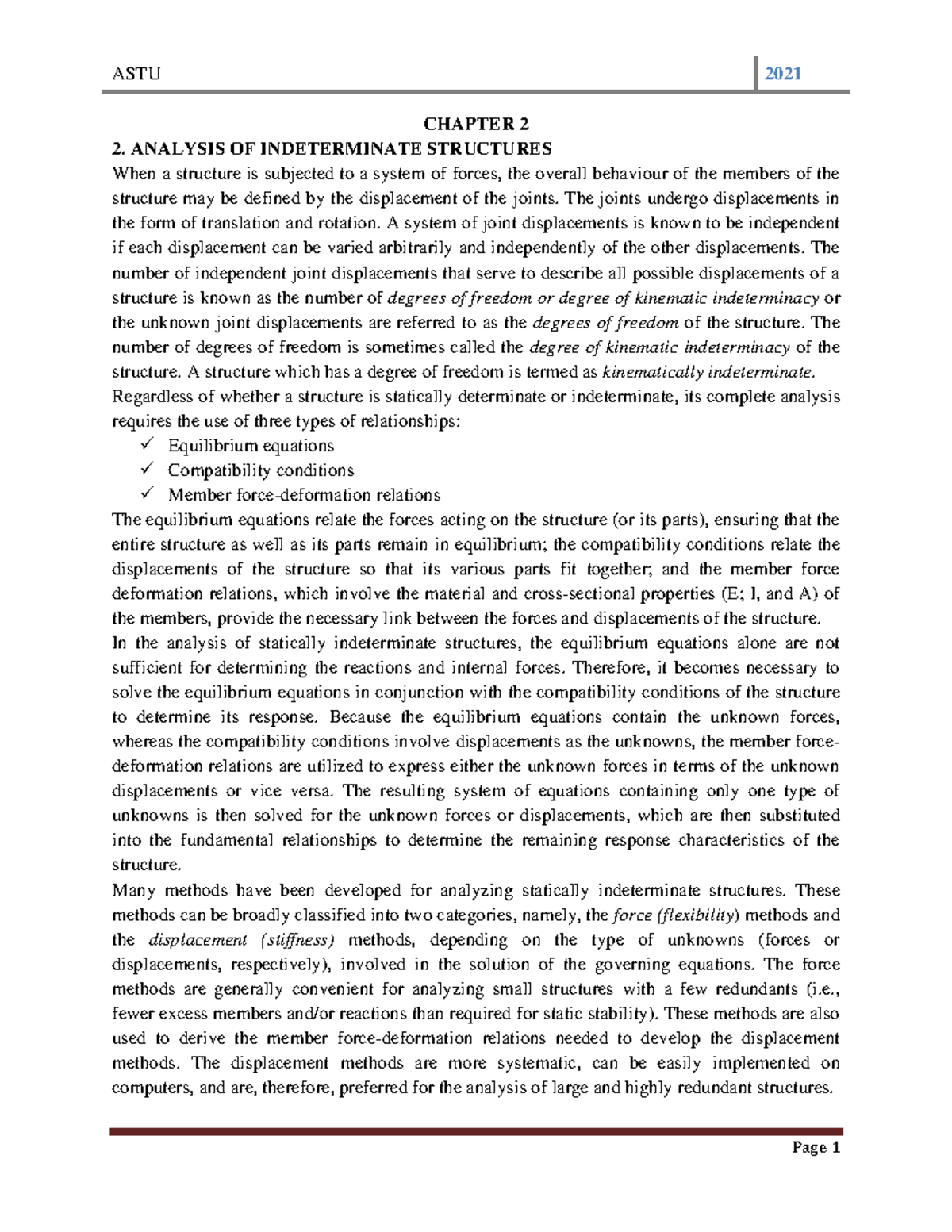 Chapter 2 - theory of structure - CHAPTER 2 2. ANALYSIS OF ...