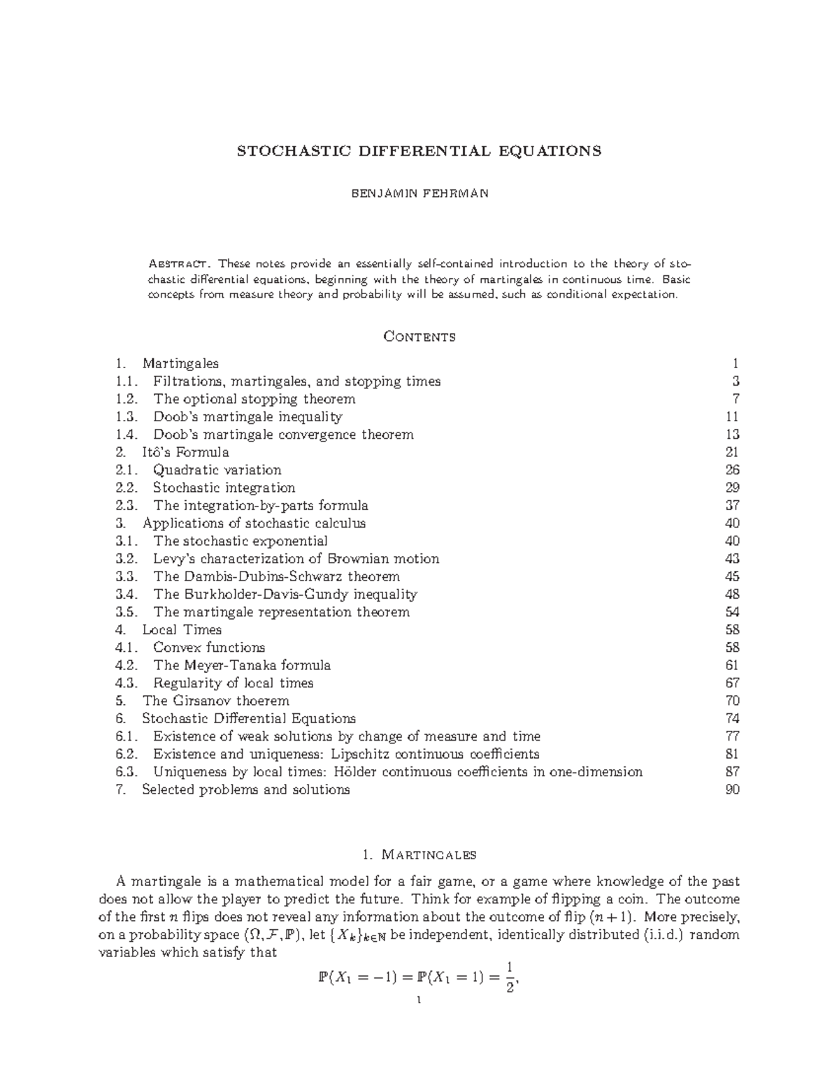 OX, Fehrman, Stochastic Differential Equations - STOCHASTIC ...