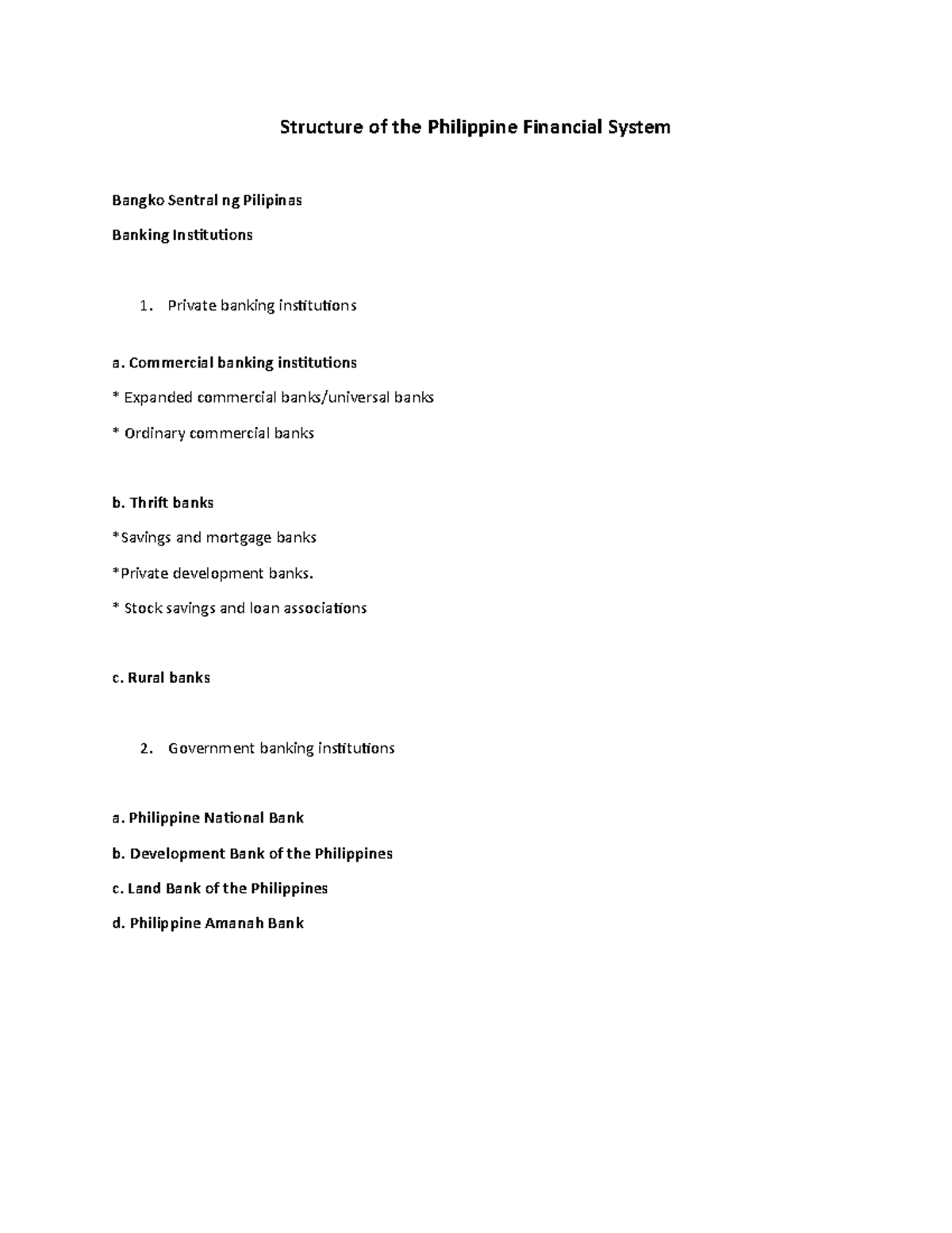 Structure of the Philippine Financial System - Commercial banking ...