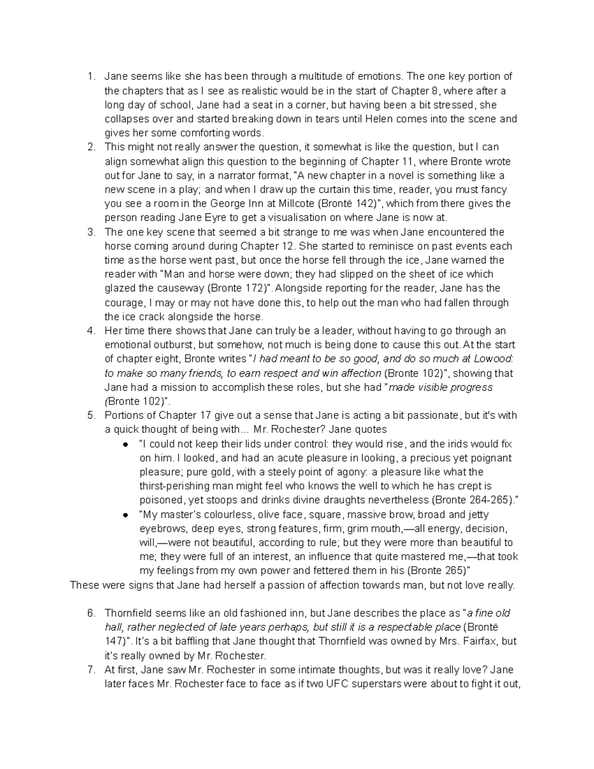 Thoughts On Jane Eyre's Chapters 8-17 By Matthew Muwanguzi - Jane seems ...