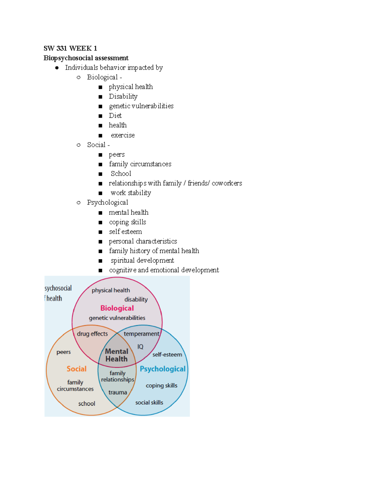 SW 331 WEEK 1 - This course is taught by Dr. Myrick. It is the second ...