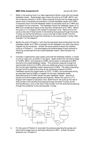 Solution 3 - Thermodynamic assignment - Mechanical and Materials Engineering 3334A/B - Studocu