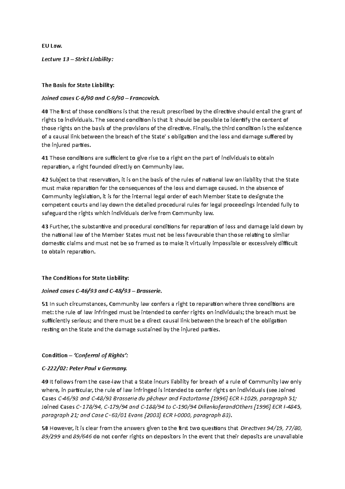 EU Law Strict Liability EU Law Lecture 13 Strict Liability The eu-law-strict-liability-eu-law-lecture-13-strict-liability-the