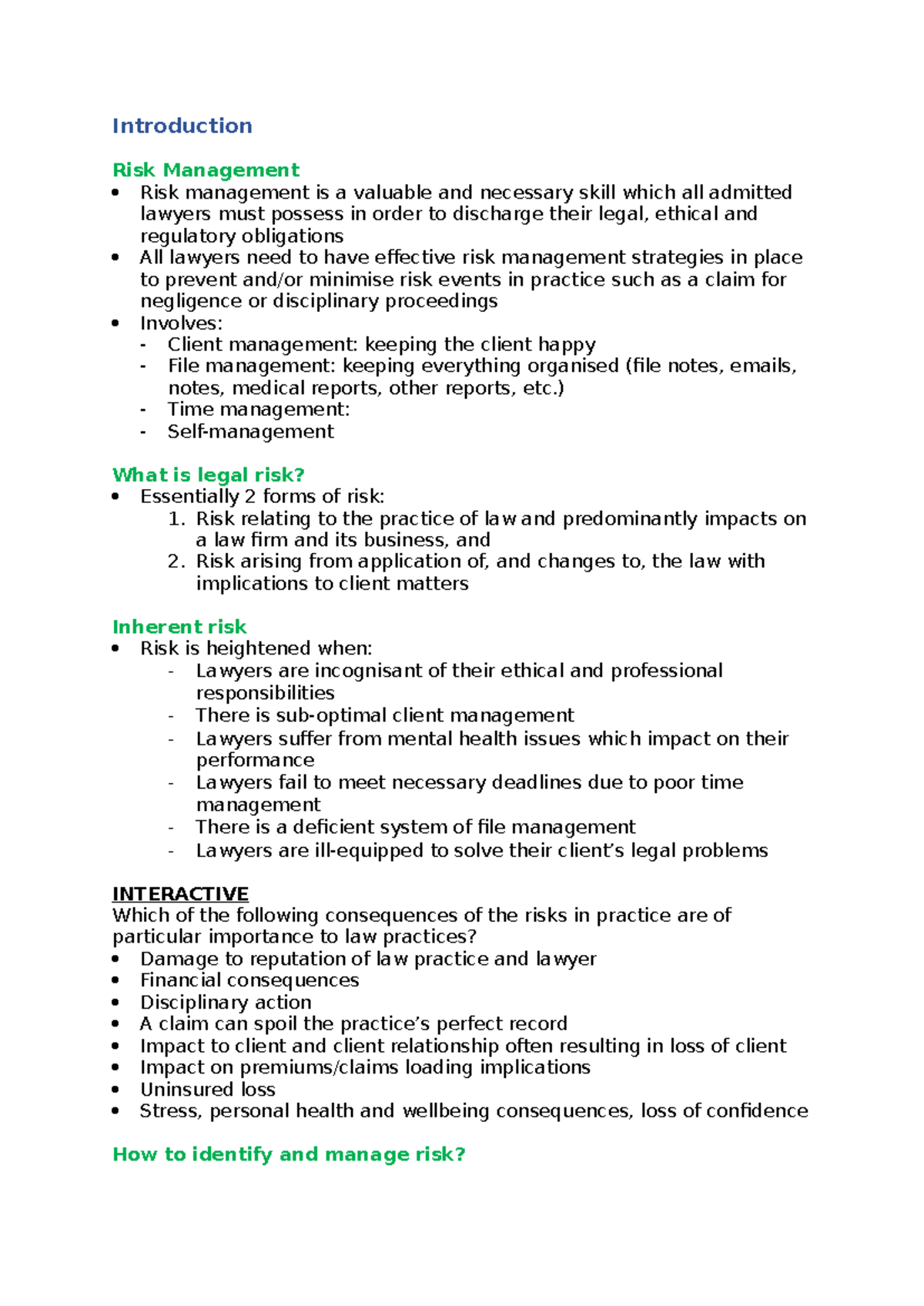 Problem Solving-Risk Management - Introduction Risk Management Risk ...