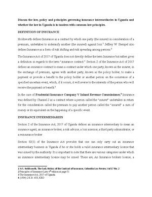 Insurance Class Notes - [INSURANCE LAW LECTURE NOTES] FOURTH YEAR ...