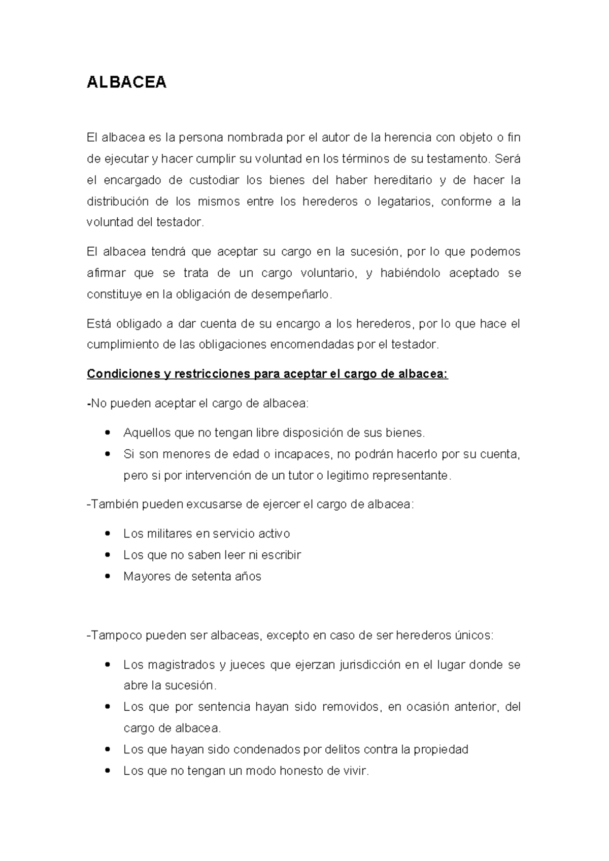 Albacea TA2 - ALBACEA El albacea es la persona nombrada por el autor de ...