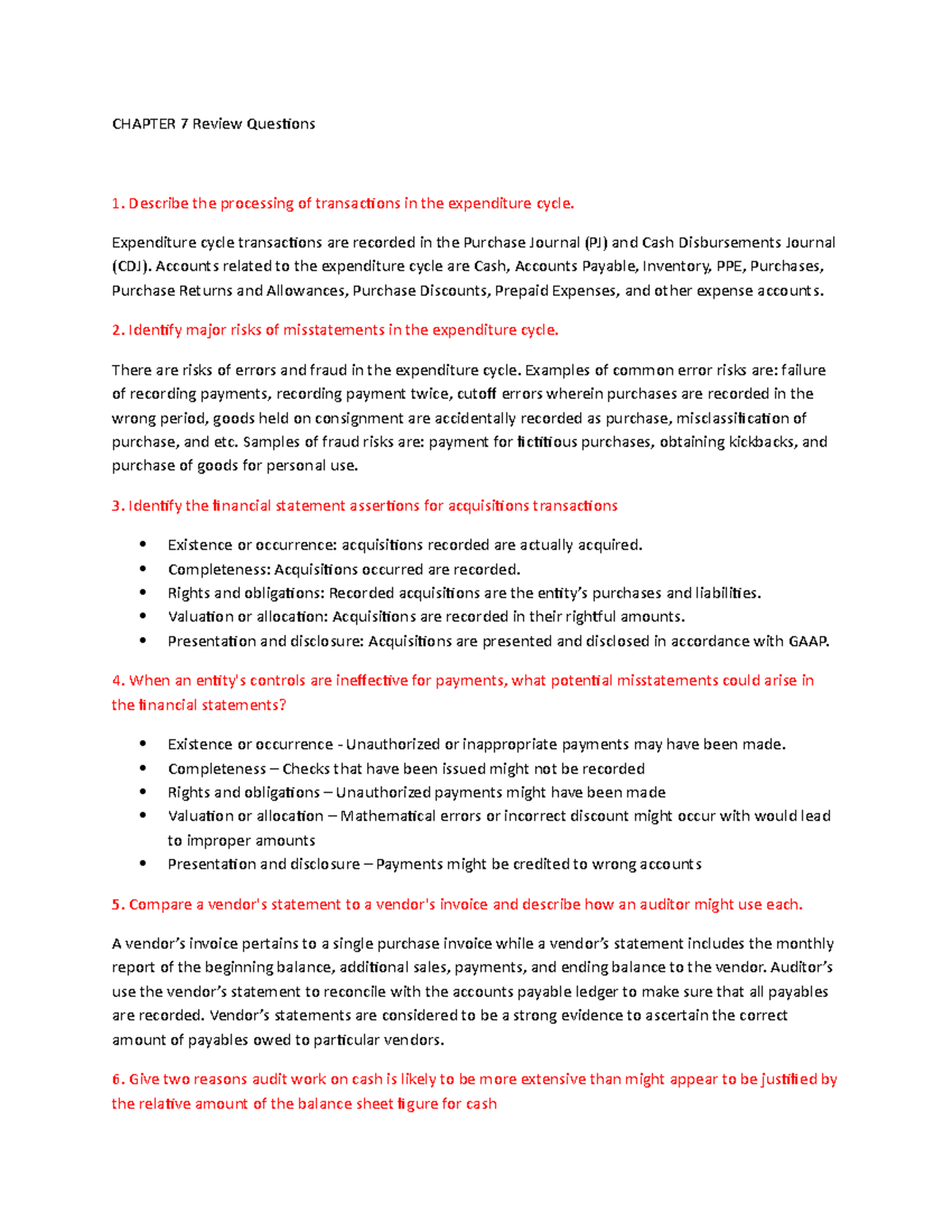 Chapter 7 - Review Questions - CHAPTER 7 Review Questions Describe the ...