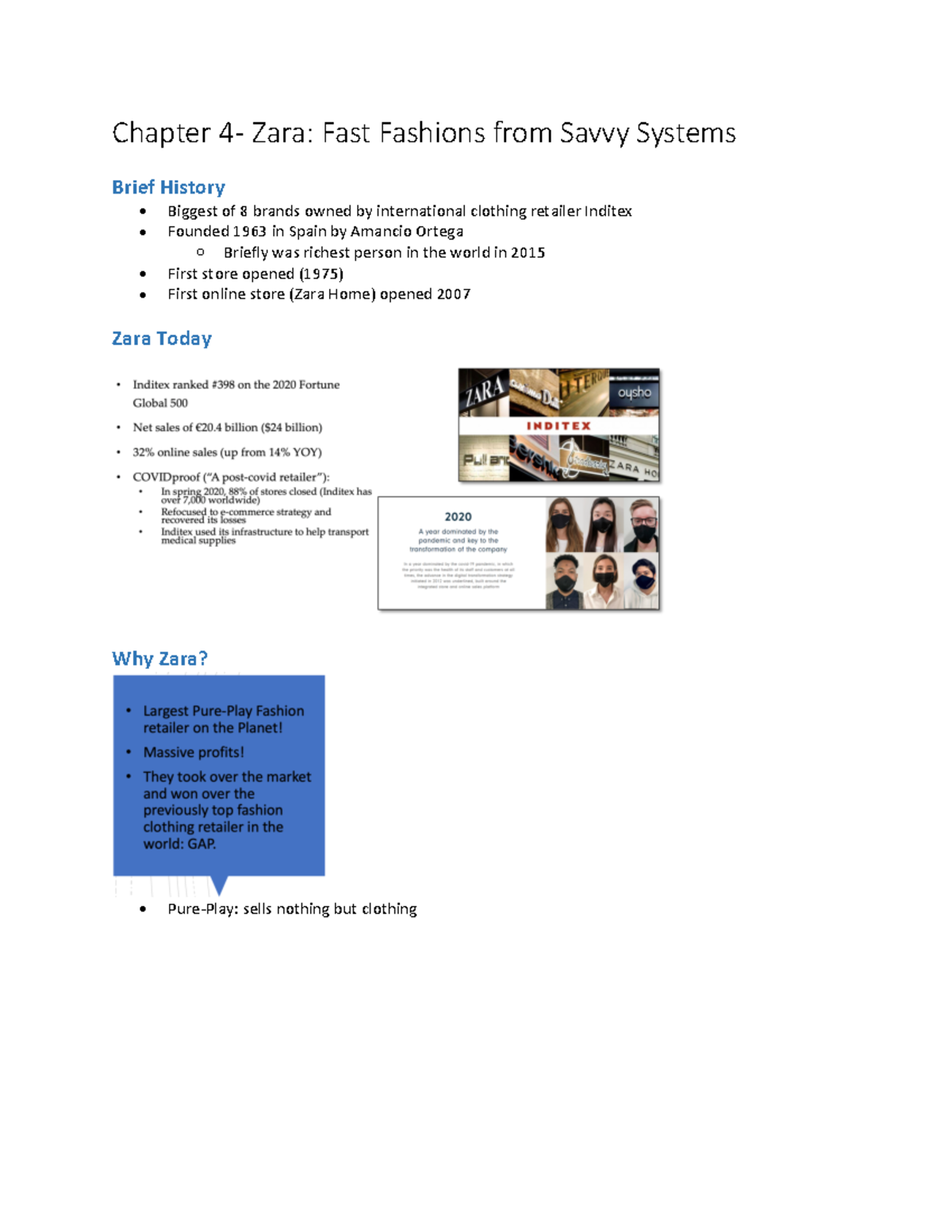 Chapter 4 - Zara - Lecture notes on Zara from Nora Junaid's OIM 210 ...