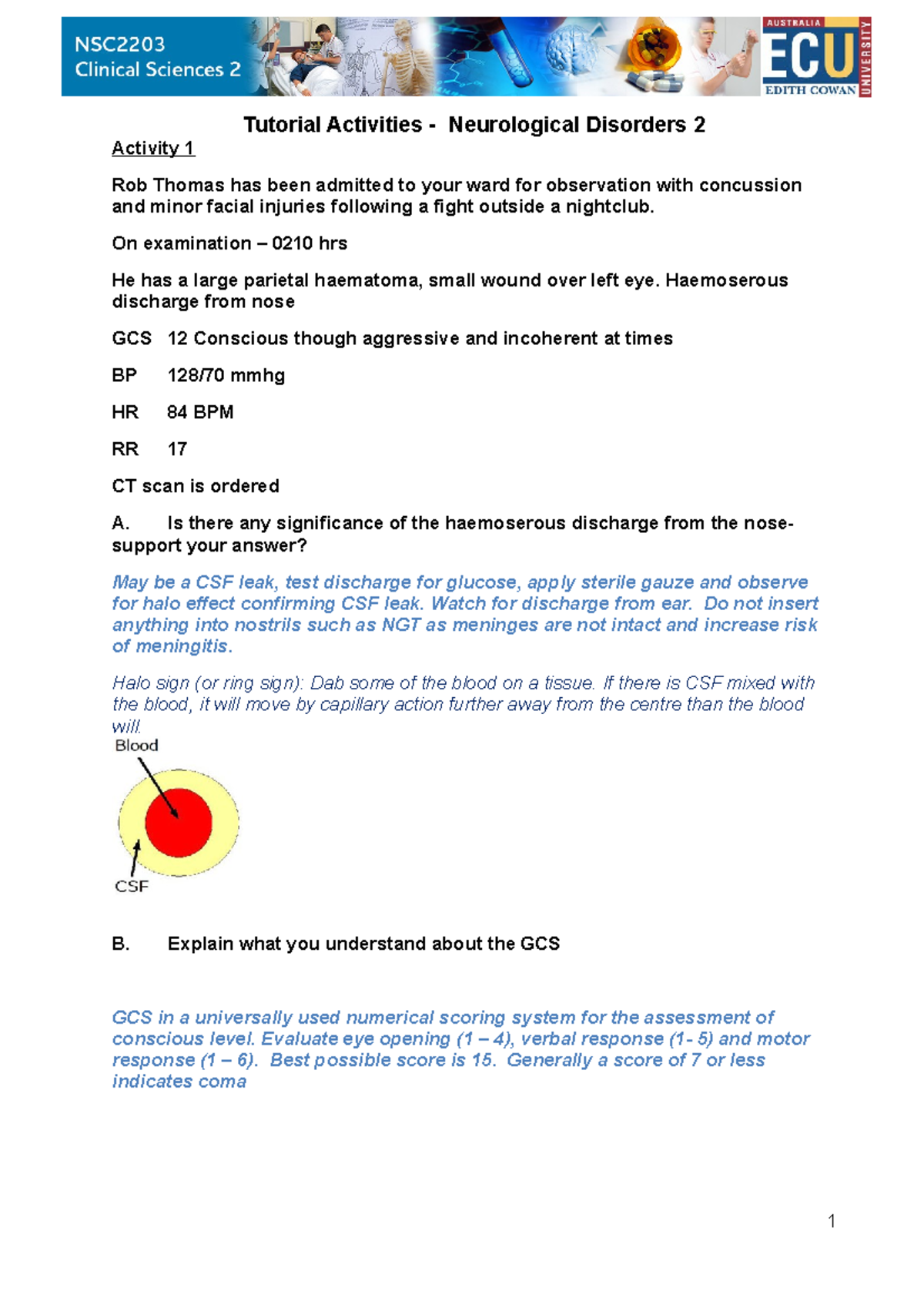 Week 4:5 Neurological - Tutorial Activities - Neurological Disorders 2 ...