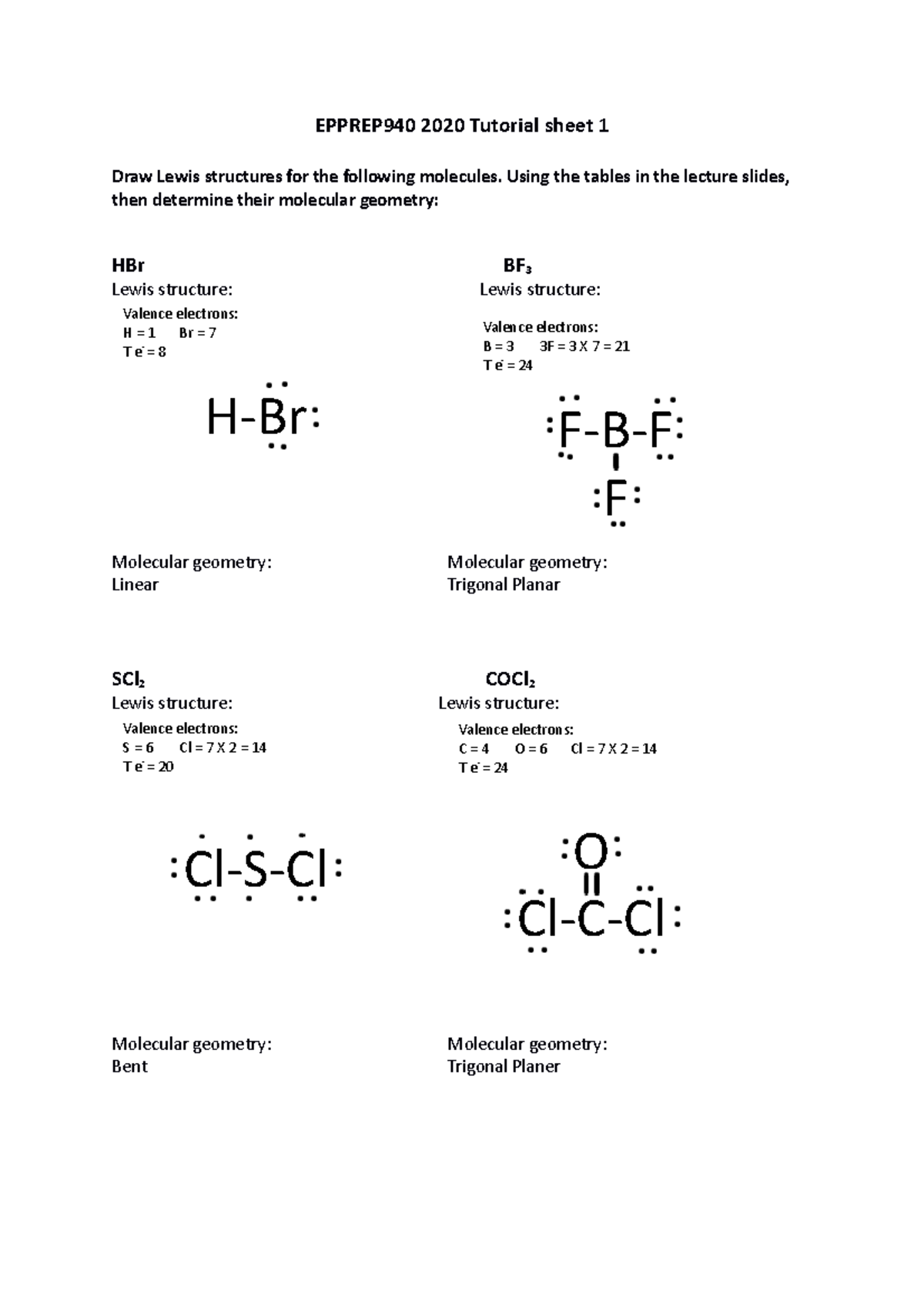 Epprep 940 2020 Tutorial sheet 1 - EPPREP940 2020 Tutorial sheet 1 Draw ...