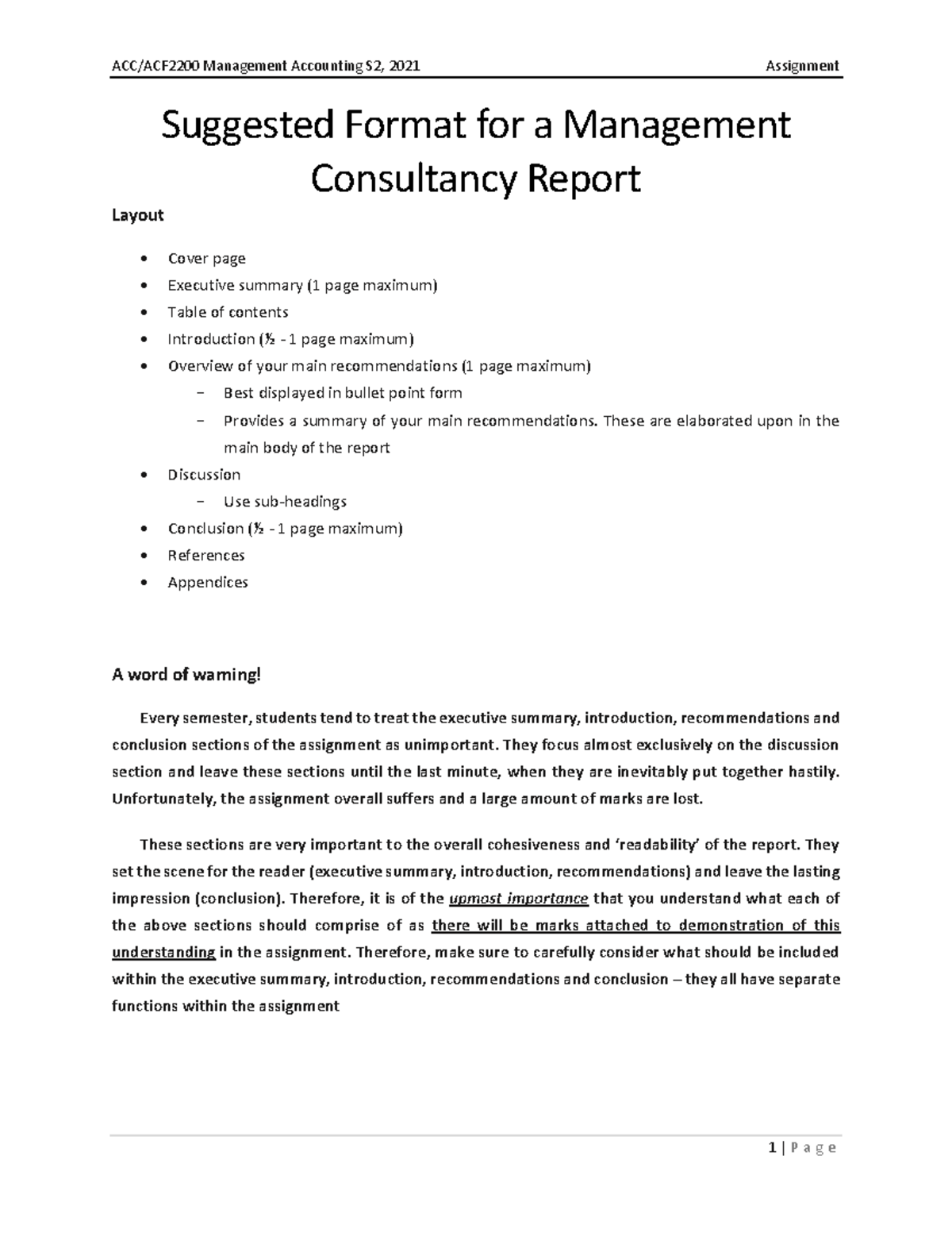 real assignement 45623 group assignment - Suggested format for report ...