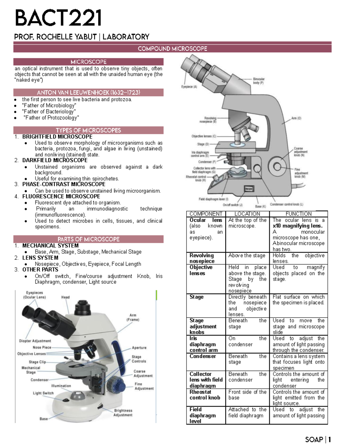 Bacte- Compound Microscope - an optical instrument that is used to ...