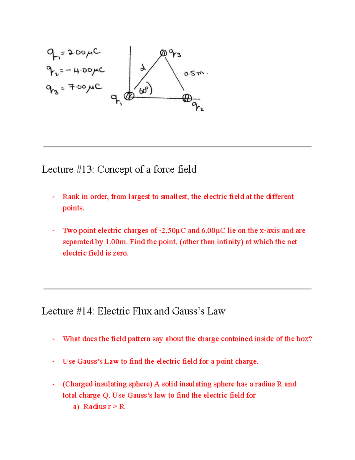 Physics 2B Lecture Problems-part-8 - Lecture #13: Concept of a force ...