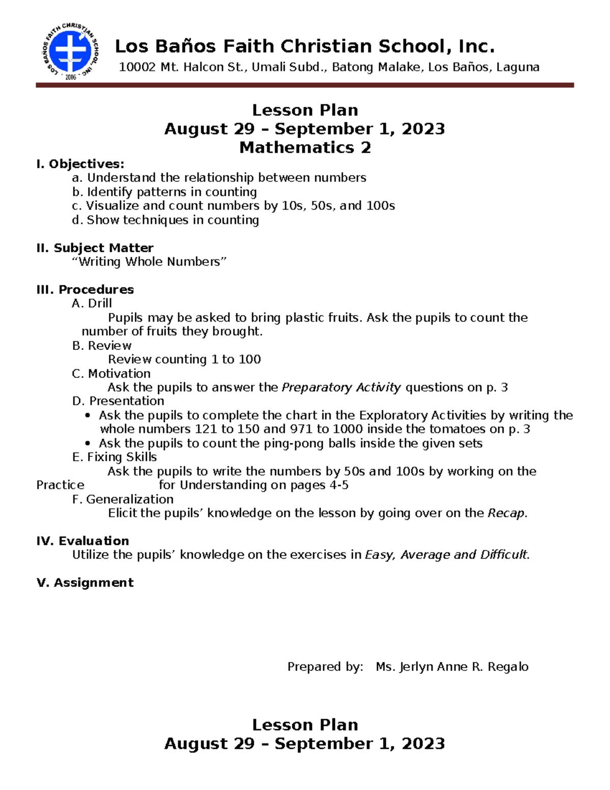 Lesson Plan - This is just a sample that I needed to upload due to some ...