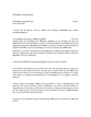 Psychologie DU DVLP - synthèse - PSYCHOLOGIE DU DVLP La psychologie du ...
