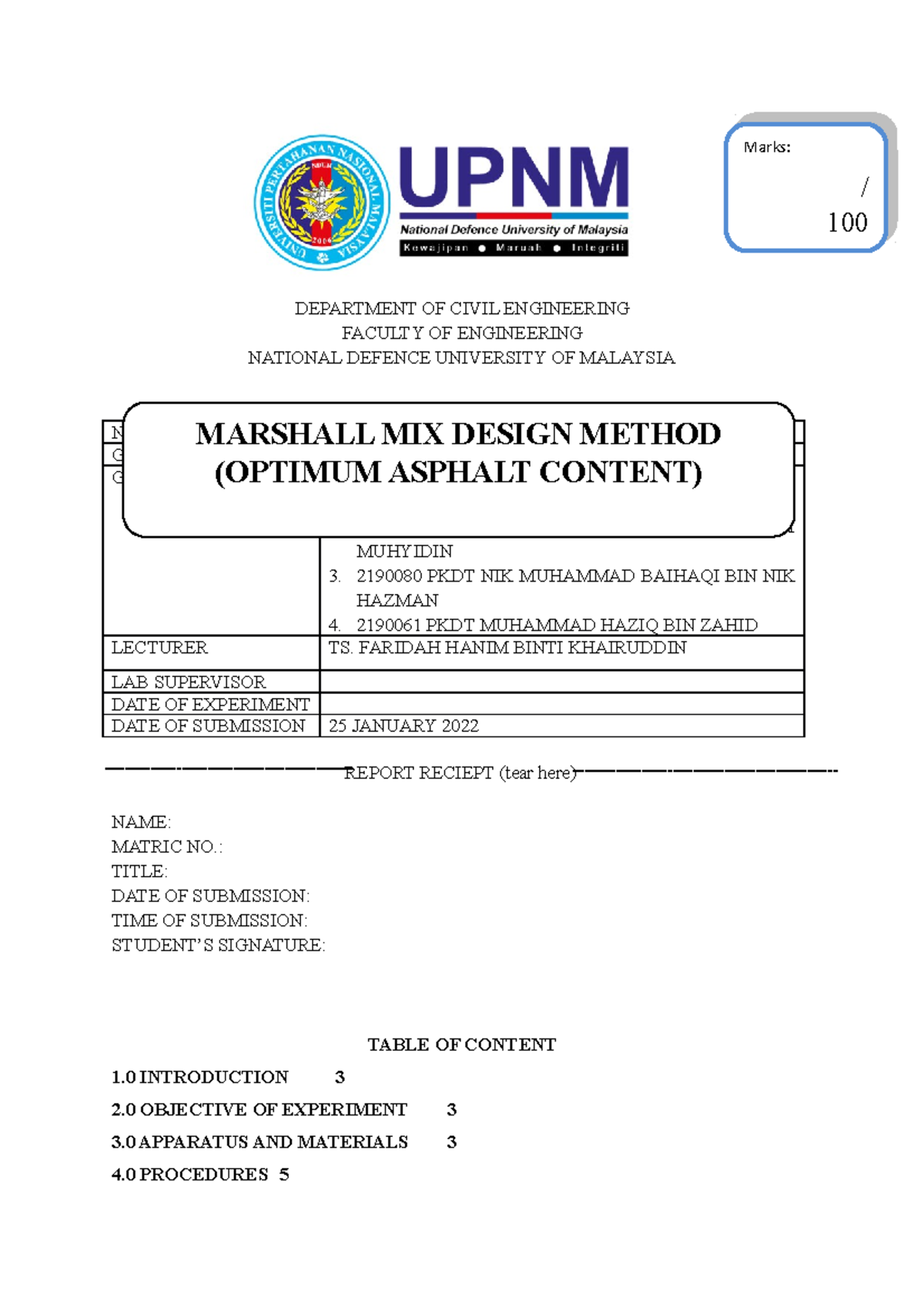LAB Report Highway - DEPARTMENT OF CIVIL ENGINEERING FACULTY OF ...