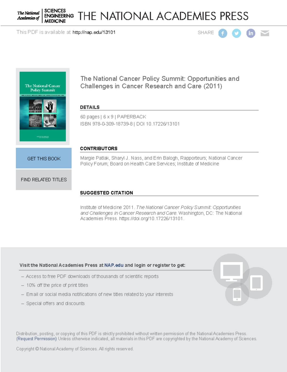 National Cancer Policies - DETAILS Distribution, posting, or copying of ...