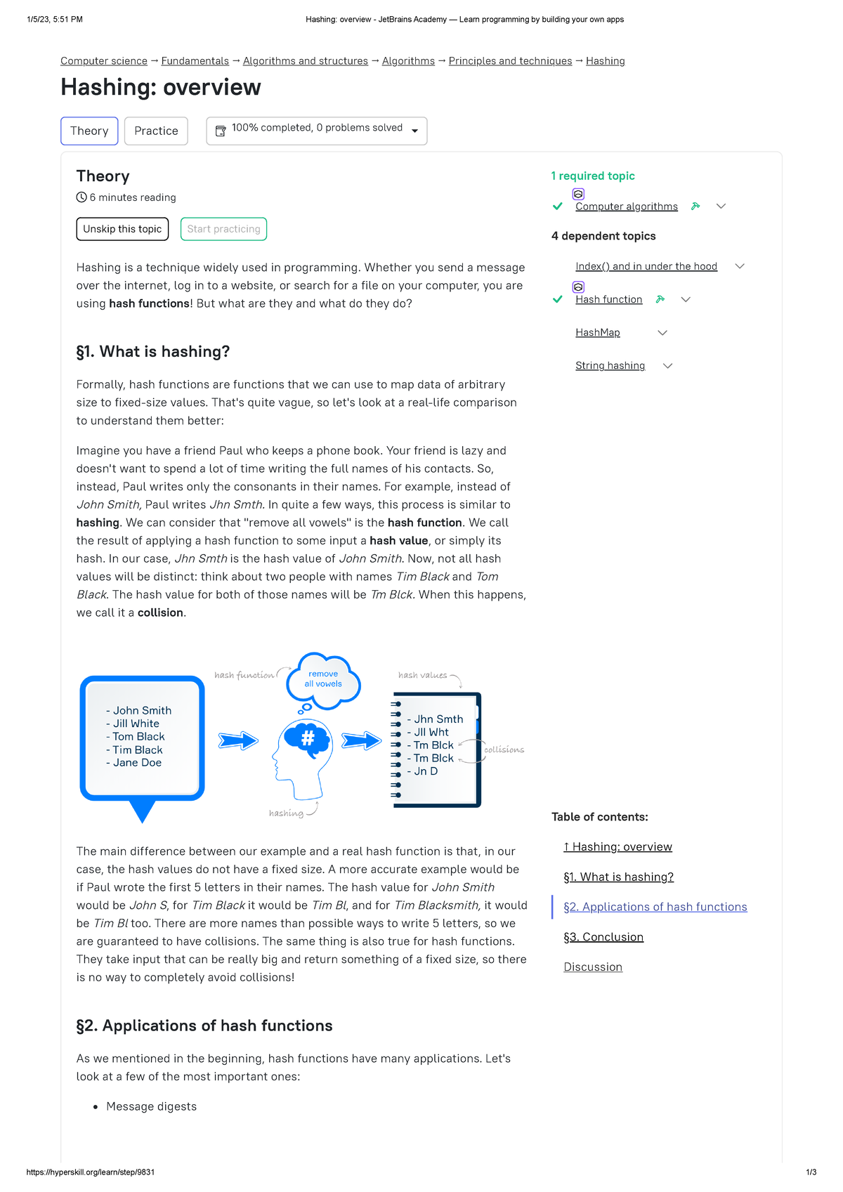 Hashing Intro - Helo - 1/5/23, 5:51 PM Hashing: overview - JetBrains ...