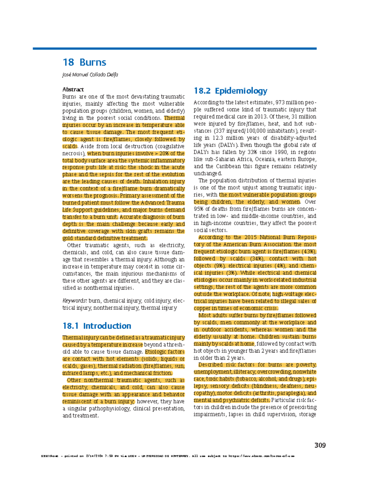 Burns - Resumen Cirugía plástica y reconstructiva - ####### 309 ...