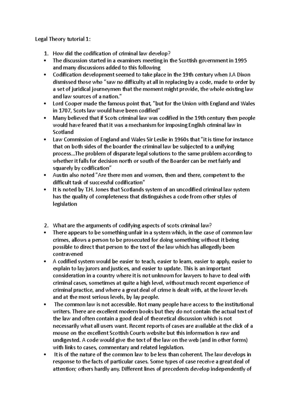 Legal Theory tutorials - How did the codification of criminal law ...