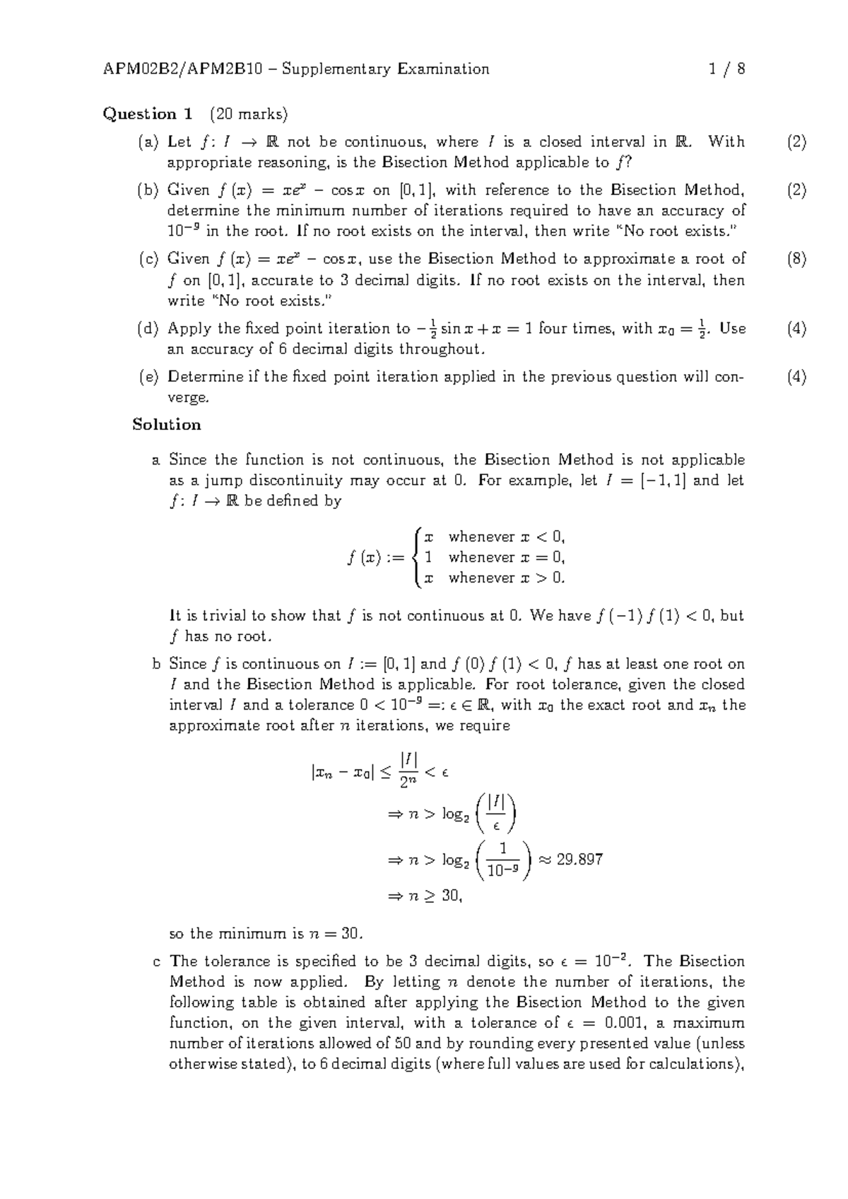2021 Supp Exam - Question 1 (20 marks) (a) Let f : I → R not be ...