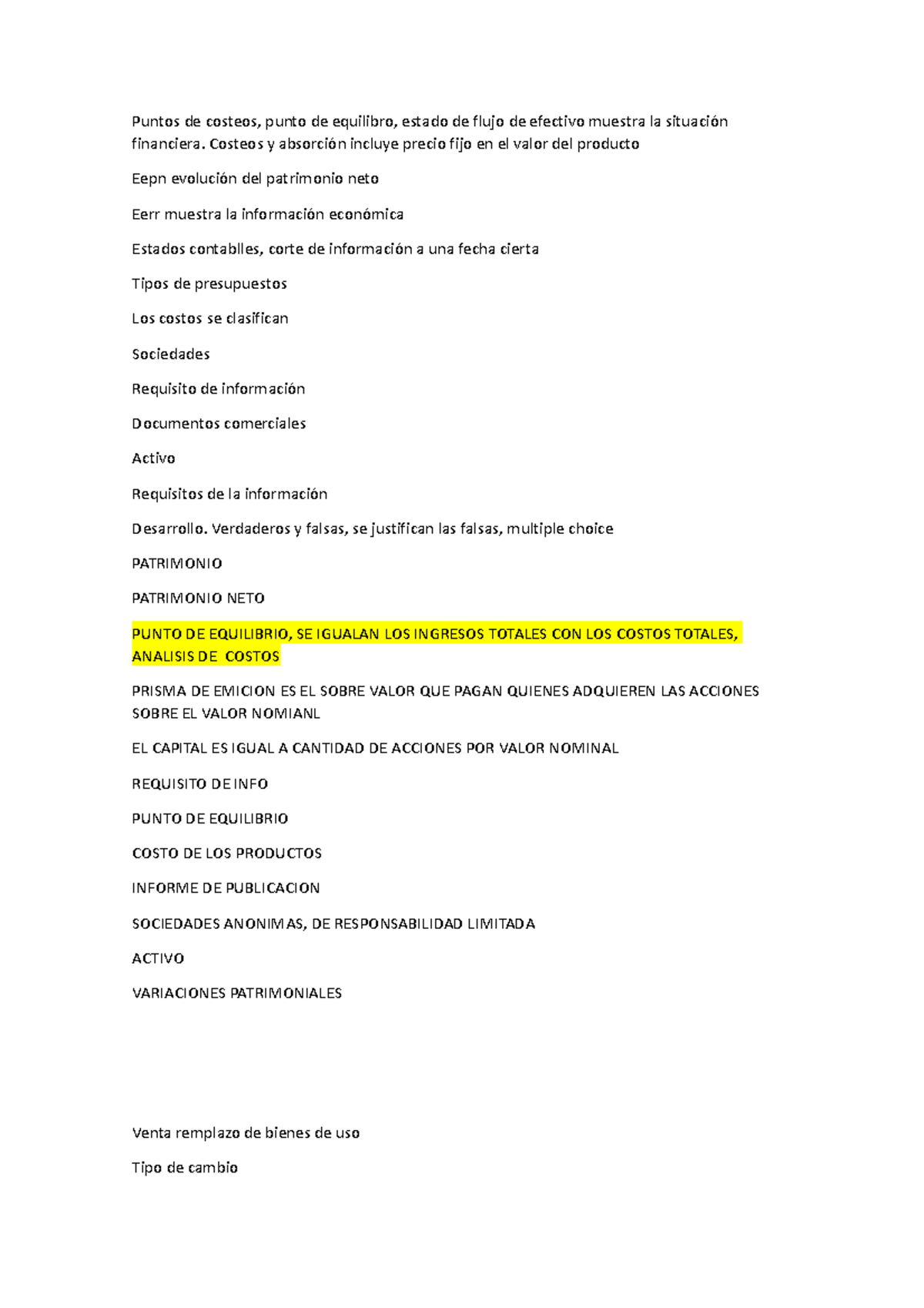 Puntos de costeos - Apunte de matematica y teoria contable - Puntos de ...