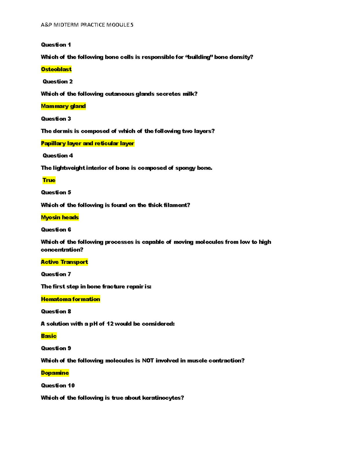 Practice Midterm - BSC 2346 - Studocu