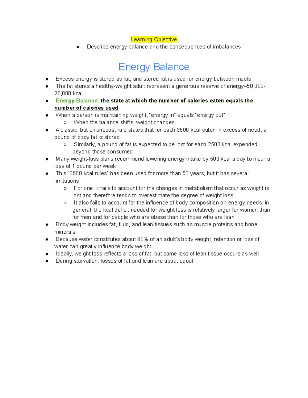 8.1 Energy Balance - Chapter of 8 section 8.1 book notes from Cenage ...