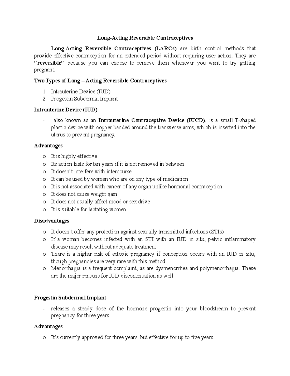 Long-Acting Reversible Contraceptives ( Group 2 ) - RHU Tayum - Long ...