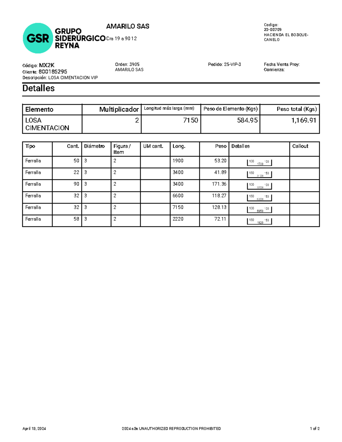 LOSA CIM TRR VIP - AMARILO SAS Cra 19 a 90 12 Codigo: 23- HACIENDA EL BOSQUE- CANELO Código ...