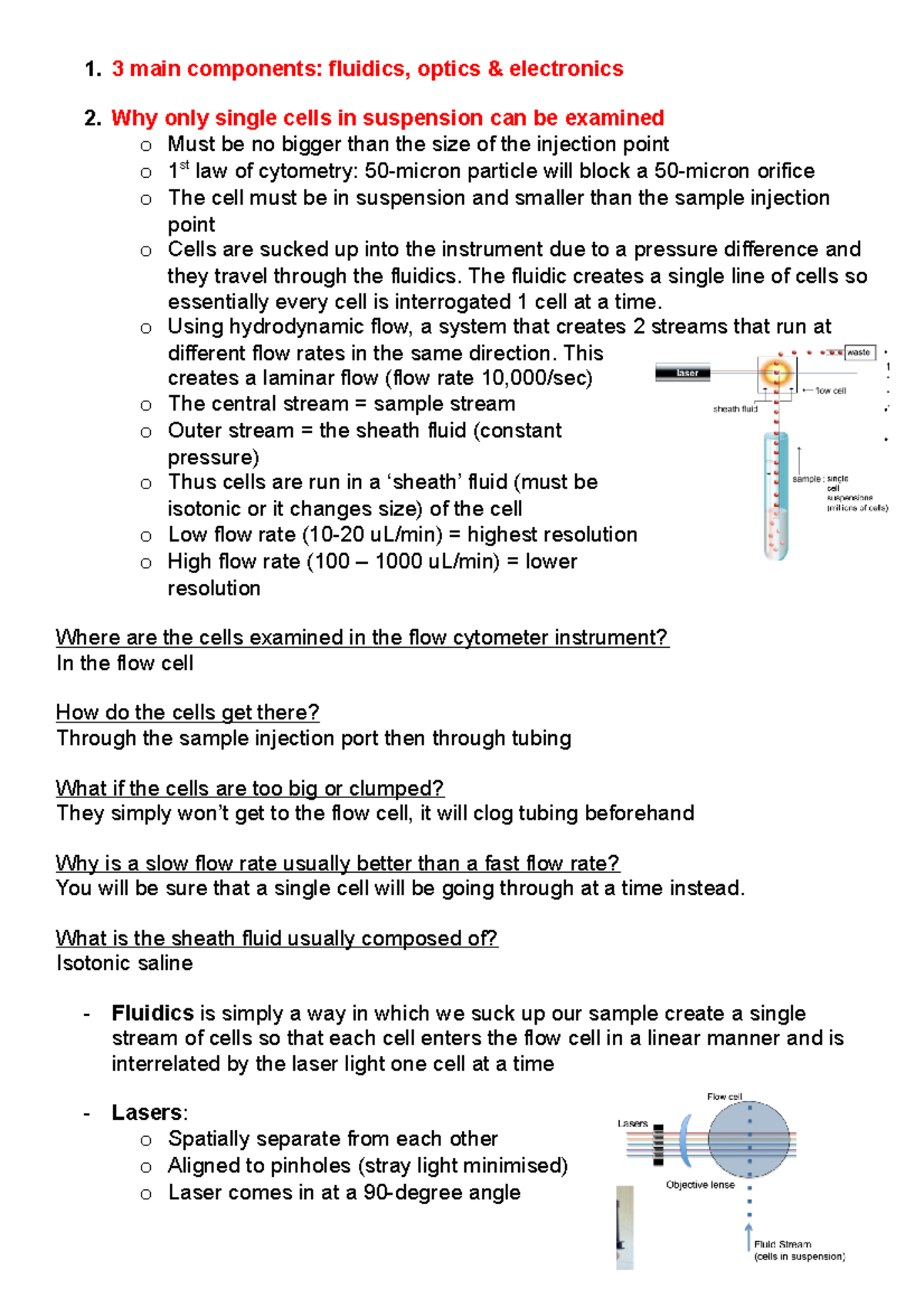 FLOW Cytometry Workshop Notes - 3 main components: fluidics, optics ...