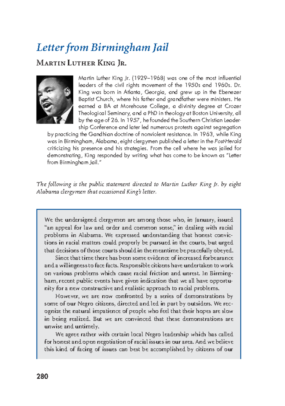 Mlkjpo - reading plus prompts for MLKJ - Letter from Birmingham Jail ...