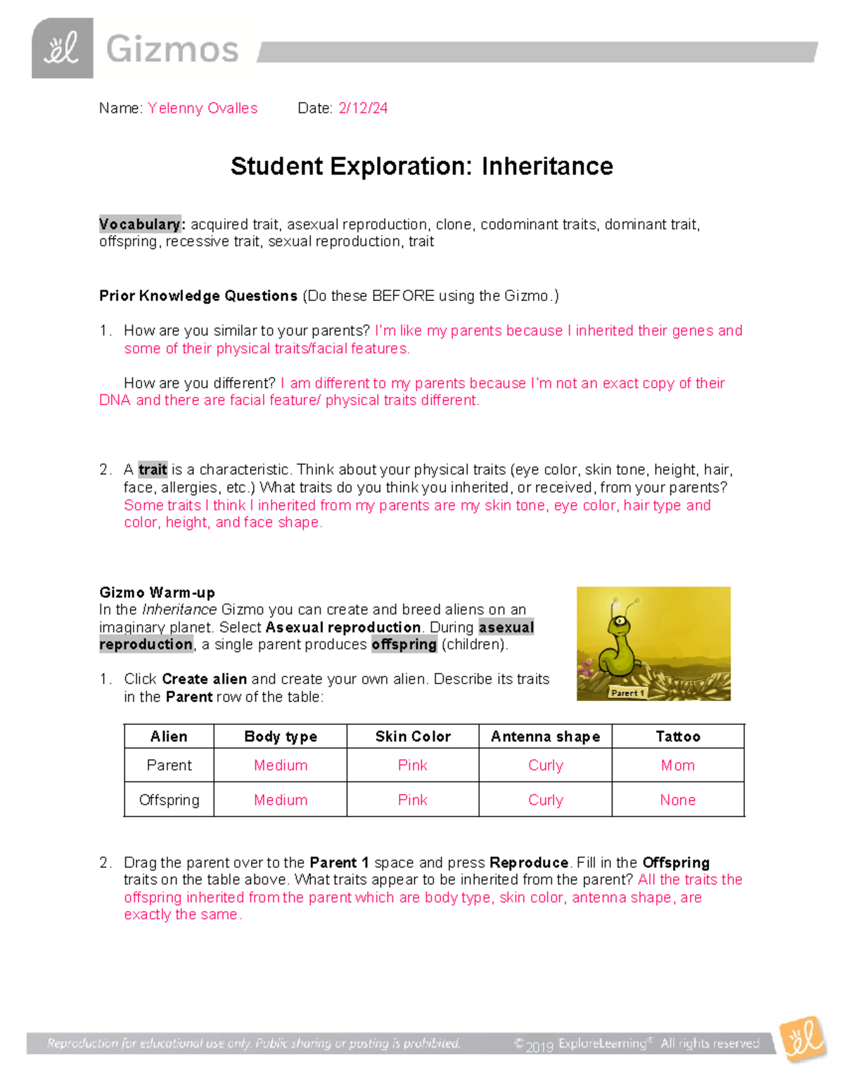 Inheritance SE done - Name: Yelenny Ovalles Date: 2/12/ Student ...