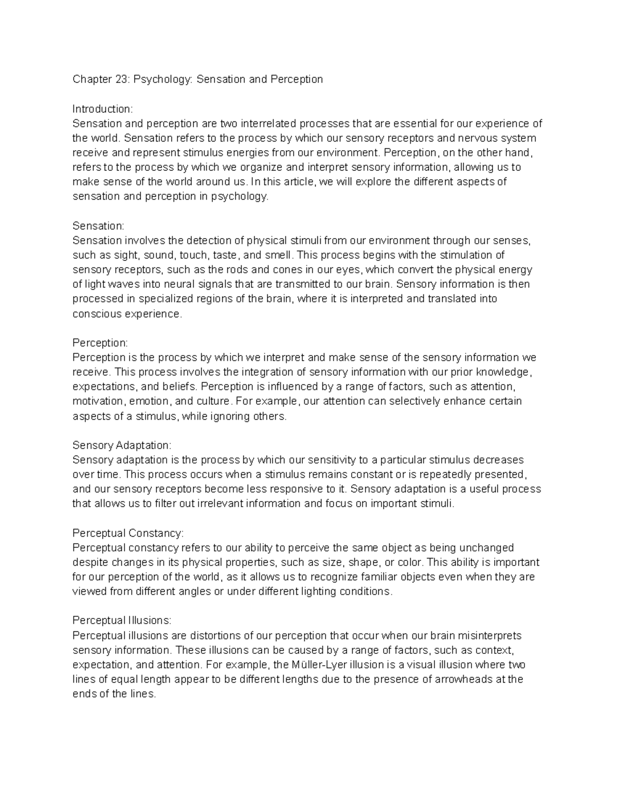 Week 7 Psych 1001 - Minimal and Informative notes. - Chapter 23 ...