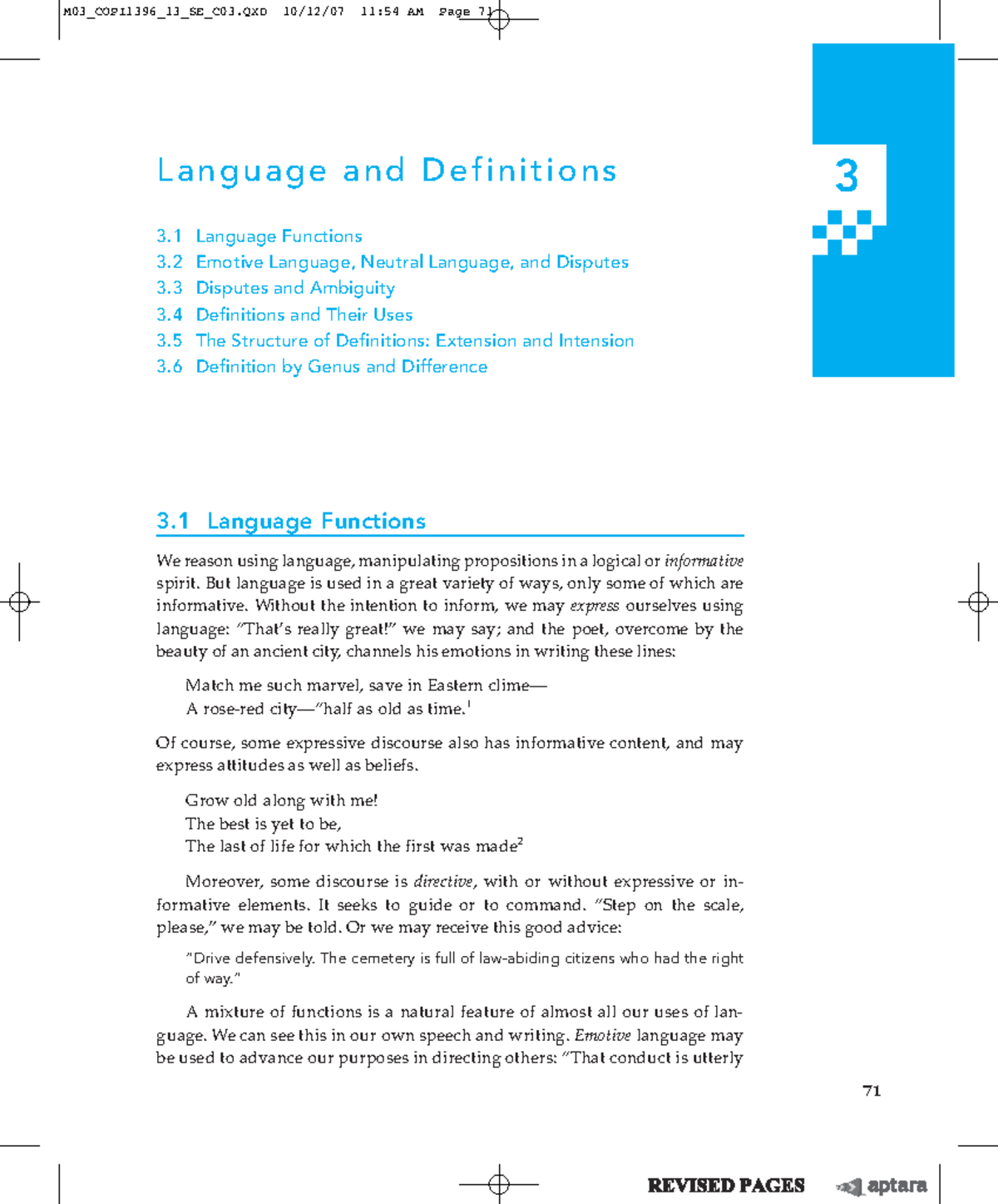 Philo Exercise Language - 3 3 Language Functions We reason using ...