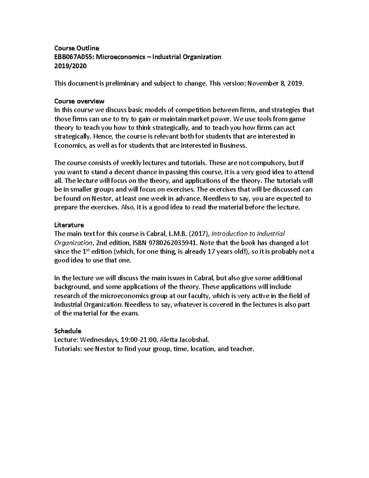 Course Outline 2019 - Warning: TT: undefined function: 32 Warning: TT: undefined function: 32 ...