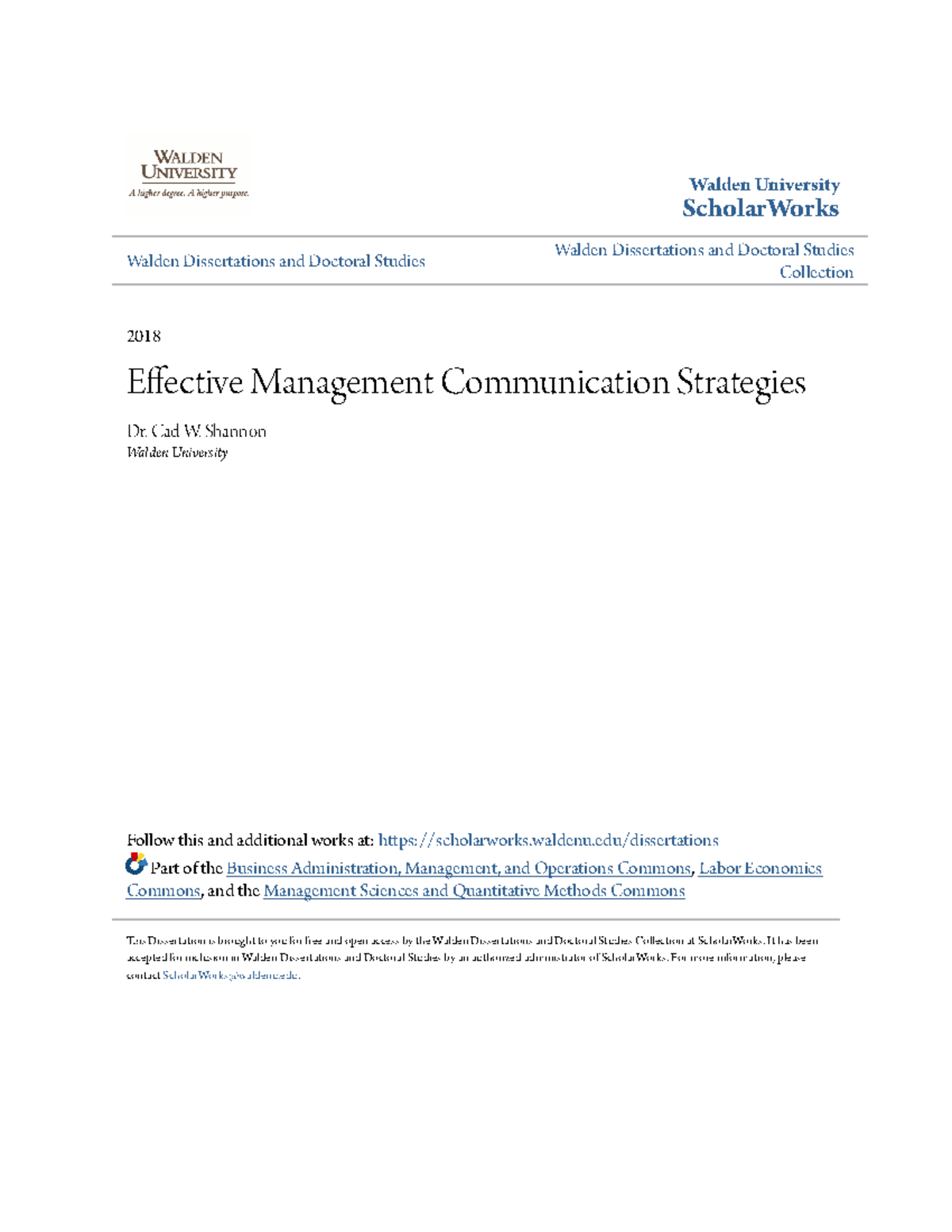 Effective Management Communication Strategies - Walden University ...
