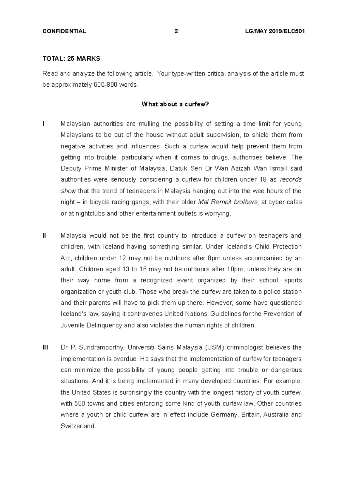 WA Test Paper set2 English for Critical Academic Reading - TOTAL: 25 ...