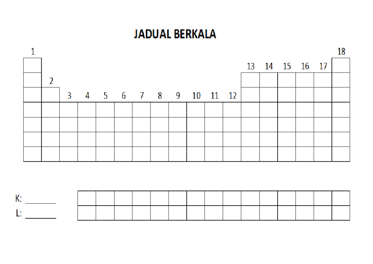 Jadual berkala kosong - blank periodical table - science form 1 ...