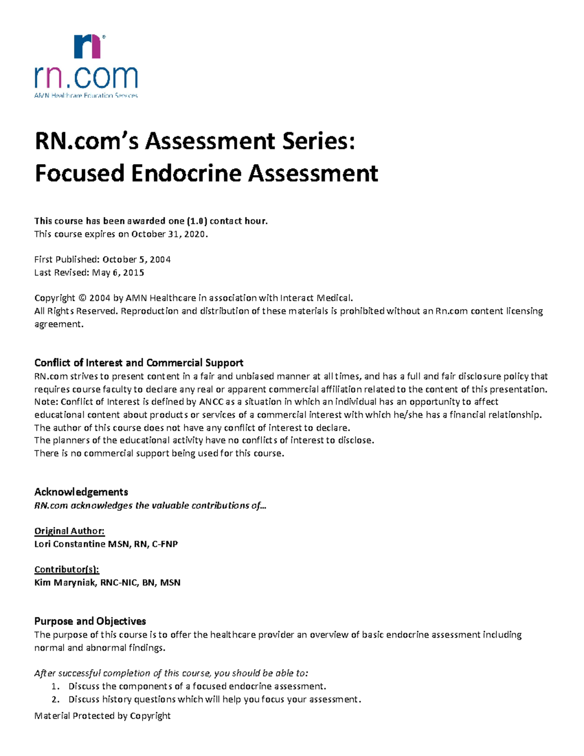 Focused Endocrine - nursing - Warning: TT: undefined function: 32 Warning: TT: undefined ...
