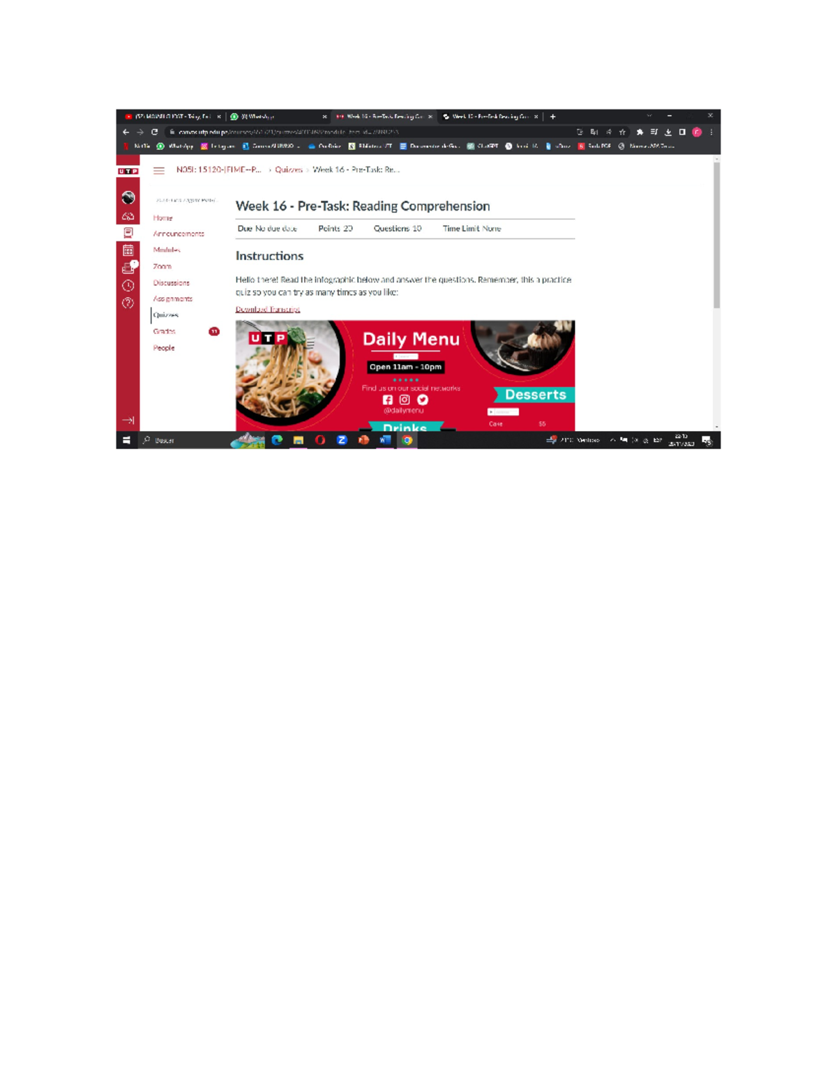 Week 16 - Instructions Hello there! Read the infographic below and answer the questions. - Studocu