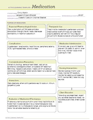 Losartan - ACTIVE LEARNING TEMPLATES Medication STUDENT NAME