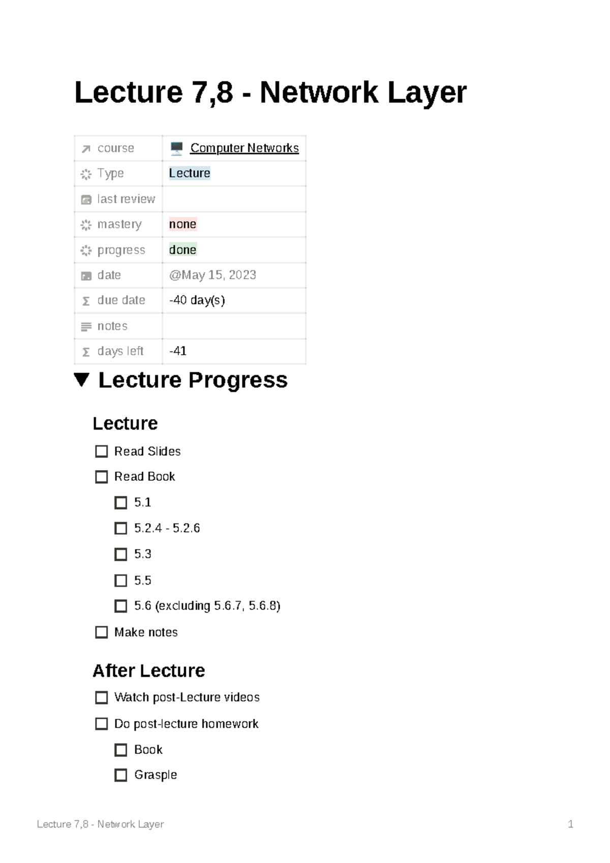 Lecture 78 Network Layer Lecture 78 Network Layer Course Computer Networks Type