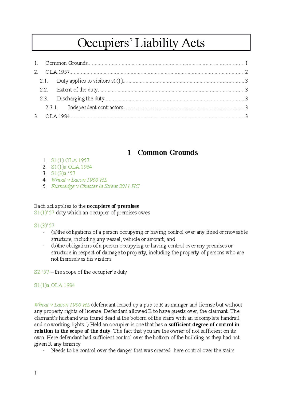 OLA - first class exam revision notes with caselaw, problem questions ...