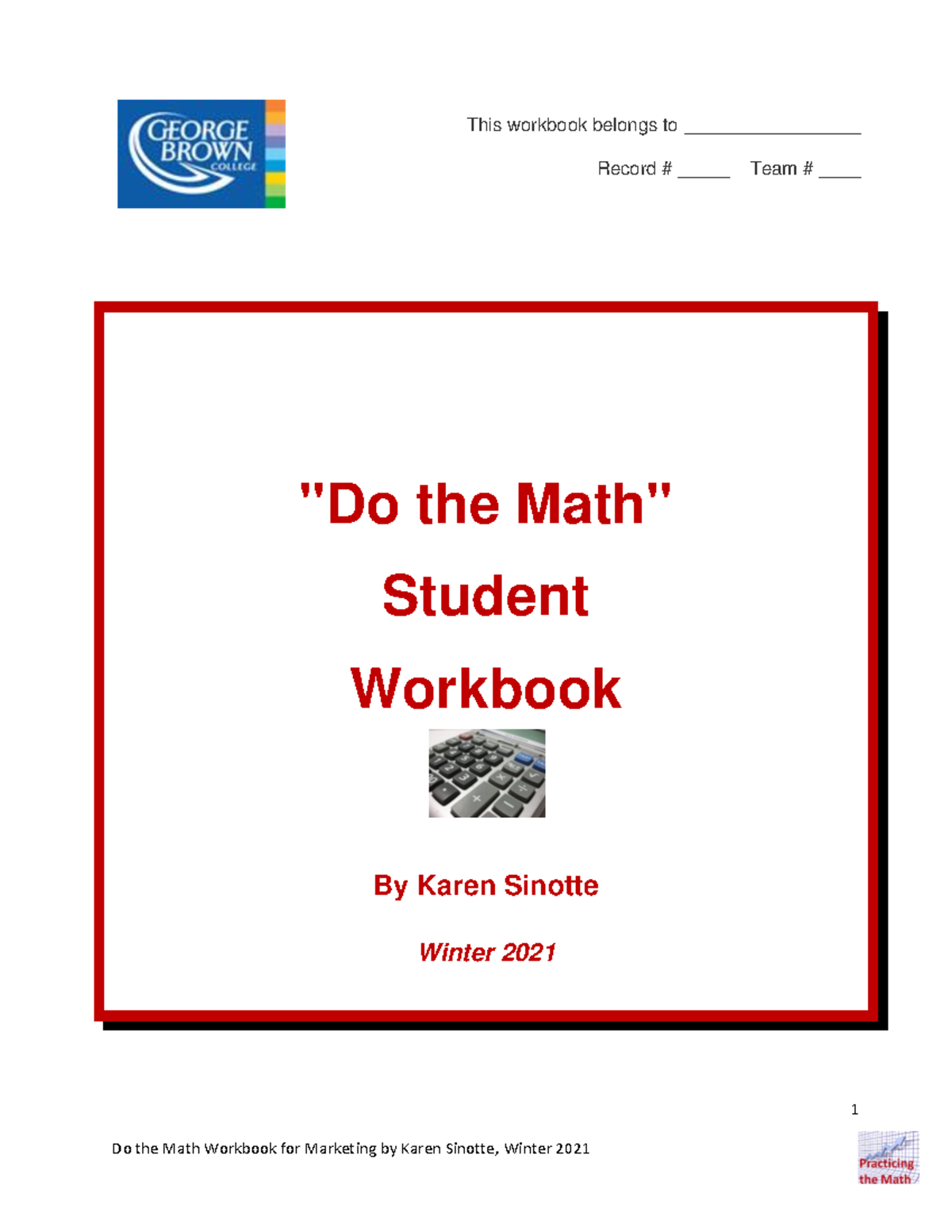 Do the Math Workbook Student Version Winter 2021 - 1 This workbook ...
